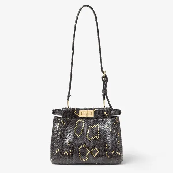 Fendi My Peekaboo® Xs Hand-painted Black Python Bag